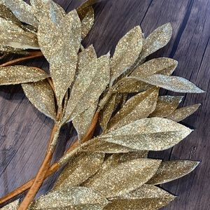 West Elm | Holiday | West Elm Gold Leaf Garland With Glitter | Poshmark